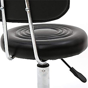 Round Shape Modern Adjustable Salon Stool Rolling Swivel Stool Chair with Back and Foot Rest Saddle Stool Chair for Drafting Work SPA Bar Beauty Massage Dental Clinic Home Office Use Black