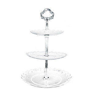 Artliving 3-tier Plastic Cake Stand-Dessert Stand-Cupcake Stand-Tea Party Serving Platter Clear Silver
