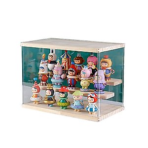 Display case for Action Figures with 2 Tier Large Storge Box,Doll Display case with Door for Figure Collectibles,Funko pop,Pop Figures,Mini Figure,Acrylic Perfume Stand(12" W x 3.9" D x 11.4" H)
