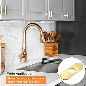 uxcell 2pcs 6 Inch Hole Cover Deck Plate Escutcheon, Stainless Steel Sink Cover Plate for Bathroom or Kitchen Sink Faucet, Oval Brushed Gold