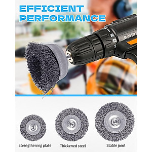 Rocaris 7 Pack Carbon Steel Wire Wheel Brush, Cup Brush, Wheel Brush, Pen Brush Set with 1/4-Inch Round Shank for Rust Removal, Corrosion and Scrub Surface