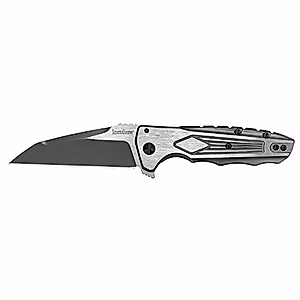 Kershaw Deadline Folding Pocket Knife (1087) 3.8 In. 8Cr13MoV Stainless Steel Blade with 2-Toned Handle, Features Reversible Deep Carry Clip and KVT Ball-Bearing Manual Opening System, 4.6 oz.,Grey, Small