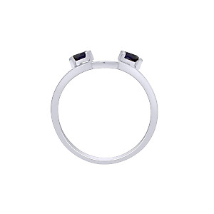 AFFY Triangle Shape Simulated Blue Sapphire Wrap Enhancer Guard Ring in 14k White Gold Ring Size-6