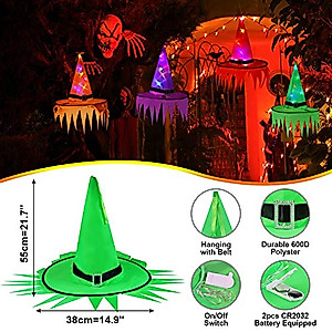 AERZETIX Halloween Witch Decorations Witch Hat String Lights, Halloween Witch Hat Decor 33ft 8 Lighting Modes Christmas Halloween Decorations Outdoor Indoor, Garden, Patio, Yard