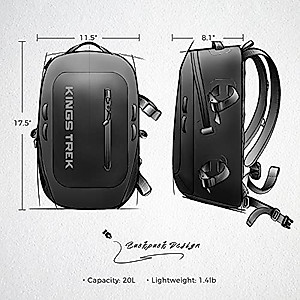 KINGS TREK Dry Bag, TPU Waterproof Backpack with Airtight Zipper, 20L Floating Waterproof Pack with Phone Case (Black, 20L)