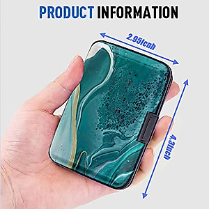 Maicican Credit Card Holder, Mini RFID Blocking Aluminum Wallet Slim Metal Hard Case Travel Wallet ID Case for Women and Men, 4.3 x 2.9 Inches, Blue sea