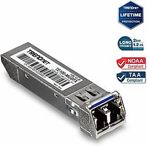 TRENDnet SFP to RJ45 100Base-FX Multi-Mode LC Module, TE100-MGBFX, Compatible with Mini-GBIC, Supports 1310 nm, Up to 155 Mbps, Hot-Pluggable, Up to 2 Km (1.2 Miles), Lifetime Protection