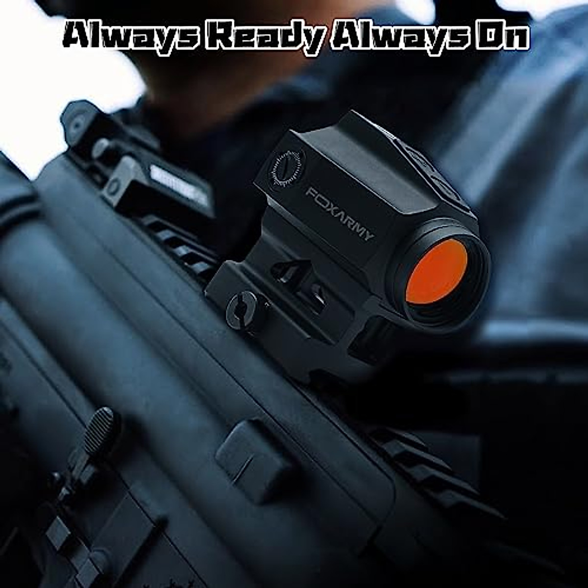 Foxarmy Reflex Red Dot Sight with Shake Awake，2MOA 1X22 Red Dot Optic Rifle Scope， Low Mount and Co-Witness Riser Mount