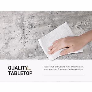 Acanva Small Round Dining Table for 4 Person, MDF & HPL Surface and Sturdy Base Structure, Modern Design for Kitchen, Living Room & Apartment, Easy Assembly, 43.3” Diam. x 30” H, Grey Concrete