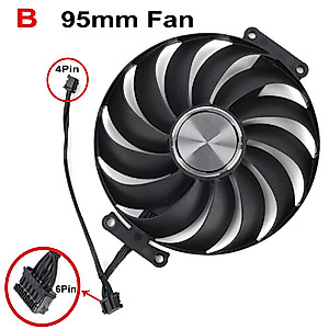 inRobert 95MM T129215SU 12V 0.5A 7Pin Graphics Card Fan for ASUS ROG Strix RX 6700XT 6800 RTX 3070 3080 3090 Gaming Video Card (Fan-B)
