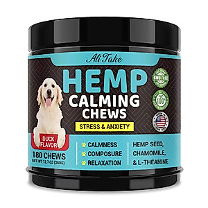 Hemp Calming Chews for Dogs - Dog Calming Treats Anxiety Relief 100% Golden Ratio of Natural Ingredients Calming Dog Treats, Aid with Separation, Barking, Stress Relief, Thunderstorms - Duck Flavor