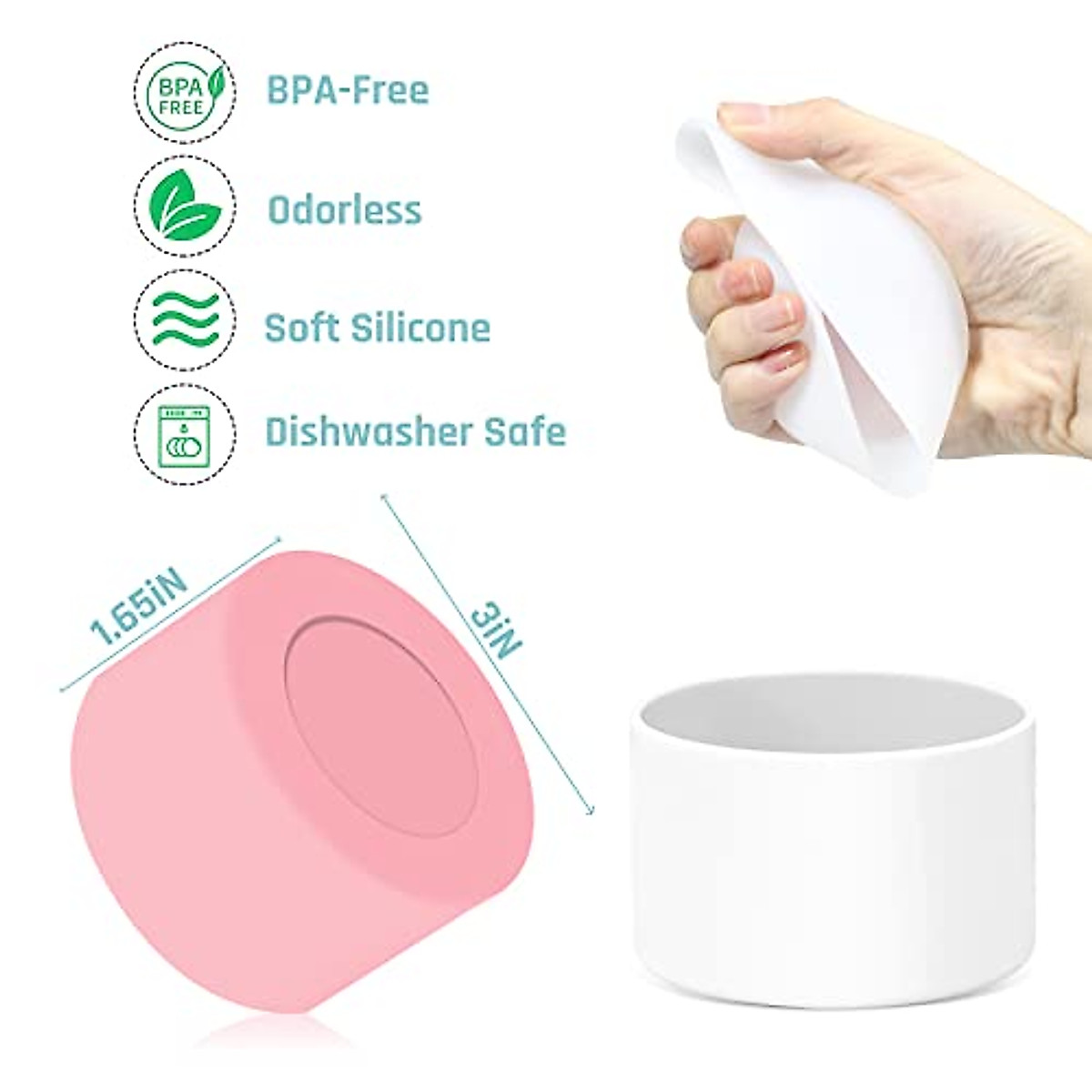 2 Pcs Protective Silicone Boot Compatible for Stanley Quencher Adventure 40oz Tumbler & Stanley IceFlow 20oz 30oz,Hydrapex 40oz,Anti-Slip BPA Free Bottle Bottom Sleeve Cover (white and pink)