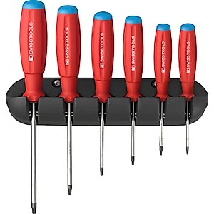 PB Swiss Tools Torx Screwdriver Set PB 8440.CBB | 100% Swiss Made | 6-Piece SwissGrip Screwdriver Set Size T8-T25, with Wall Mount