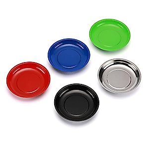 EMENTOL 5PCS 6-Inch Round Magnetic Tray Set, Stainless Steel Magnetic Bowl, for Screws, Nuts, Bolts, Metal Parts