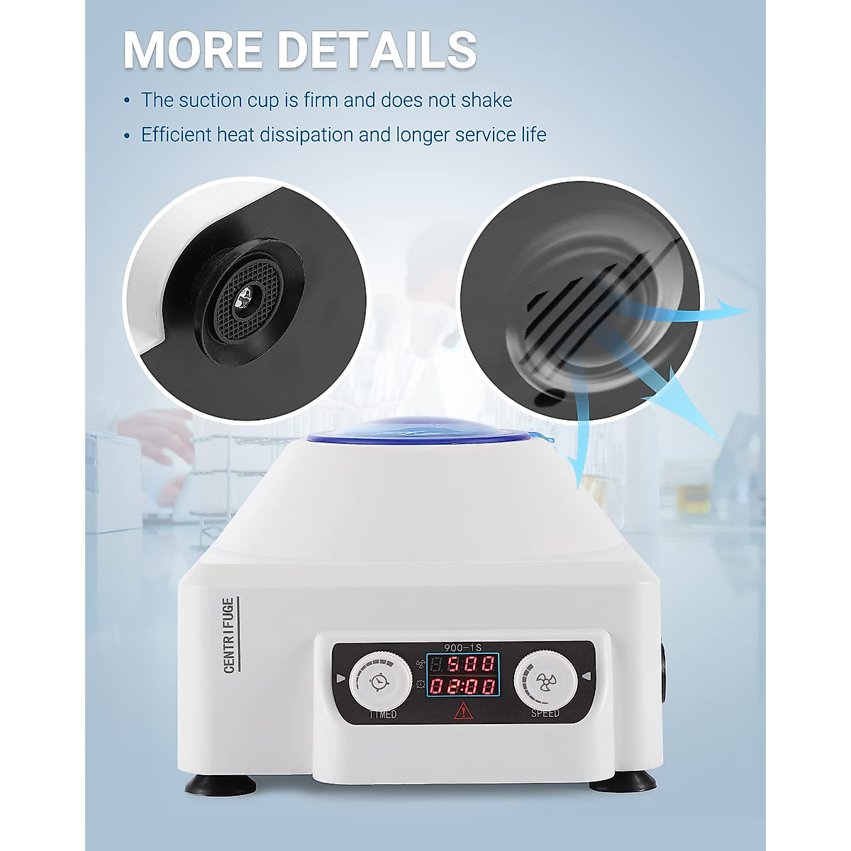 Mxmoonant Centrifuge Machine LCD Display Digital Desktop Electric Centrifuges, with Time & Speed Adjustable, 10ML*6 Rotors for Lab School Science Plasma Research (900-1-Plus) (Green)