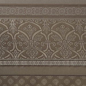 Madison Park Essentials Zara Multi Print Jacquard Shower Curtains Machine Washable, Traditional Home Bathroom Décor Bathtub Privacy Screen, 72" x 72", Brown (MPE70-883)