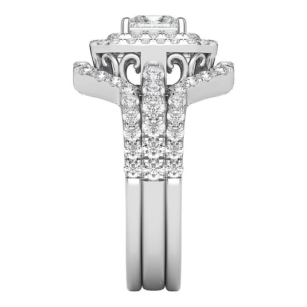 MOTIEL 2 ct. tw. Princess Cut Moissanite Halo Engagement Ring 10k 14k 18k Gold Ring Brilliant Promise Ring Bridal Set Jewelry Gift Wedding Ring for Women