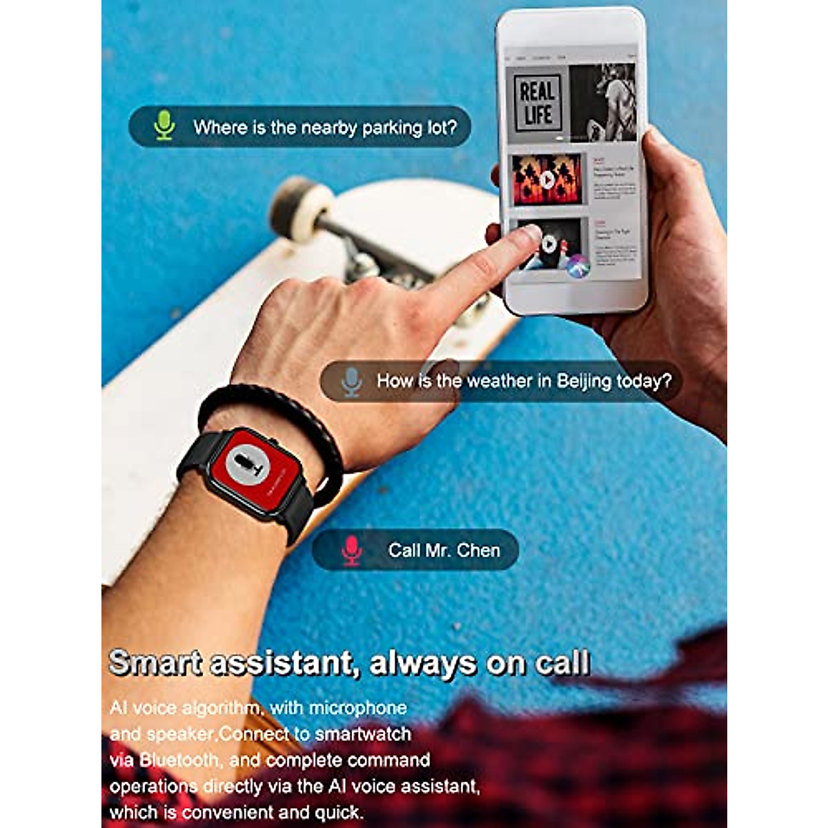 Keyouby Smart Watch,Compatible Android Phones and iPhone,1.75" LCD Screen Smartwatch with Heart Rate and Sleep Monitor,IP67 Waterproof Activity Tracker with Pedometer,Fitness Watche for Men