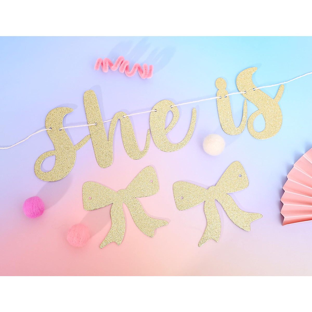 She is Tying The Knot Banner - Bridal Shower Banner Wedding Banner, Engagement Wedding Decorations, Wedding Theme Party Decoration Gold Glitter, Bridal Shower Photo Props