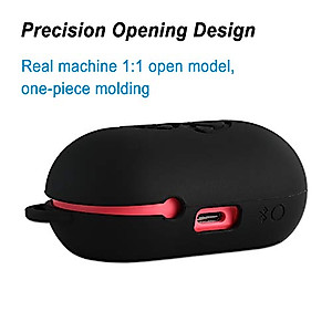 Aotao Silicone Case for Gear IconX (2018 Edition), Soft and Flexible, Scratch/Shock Resistant Silicone Cover with Carabiner for Gear IconX (Black)