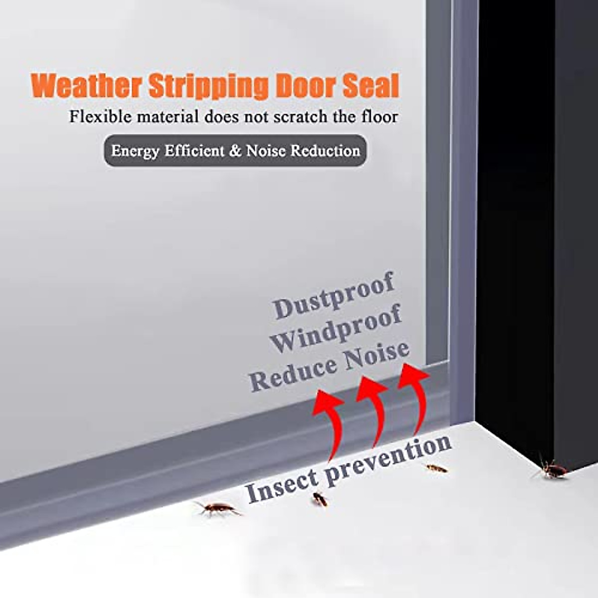 49.2FT Weather Stripping Door Seal, Silicone Door Seal Strip Door Window Seal, Silicone Sealing Tape for Door Draft Stopper Adhesive Glass Shower Door Bottom Seal Strip, Transparent (45 mm, 49.2ft)
