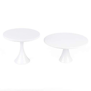 Hotity Set of 2 Round Cake Stands Modern Design Dessert Display Cake Stand Cupcake Stands for Party Celebration Baby Shower, White