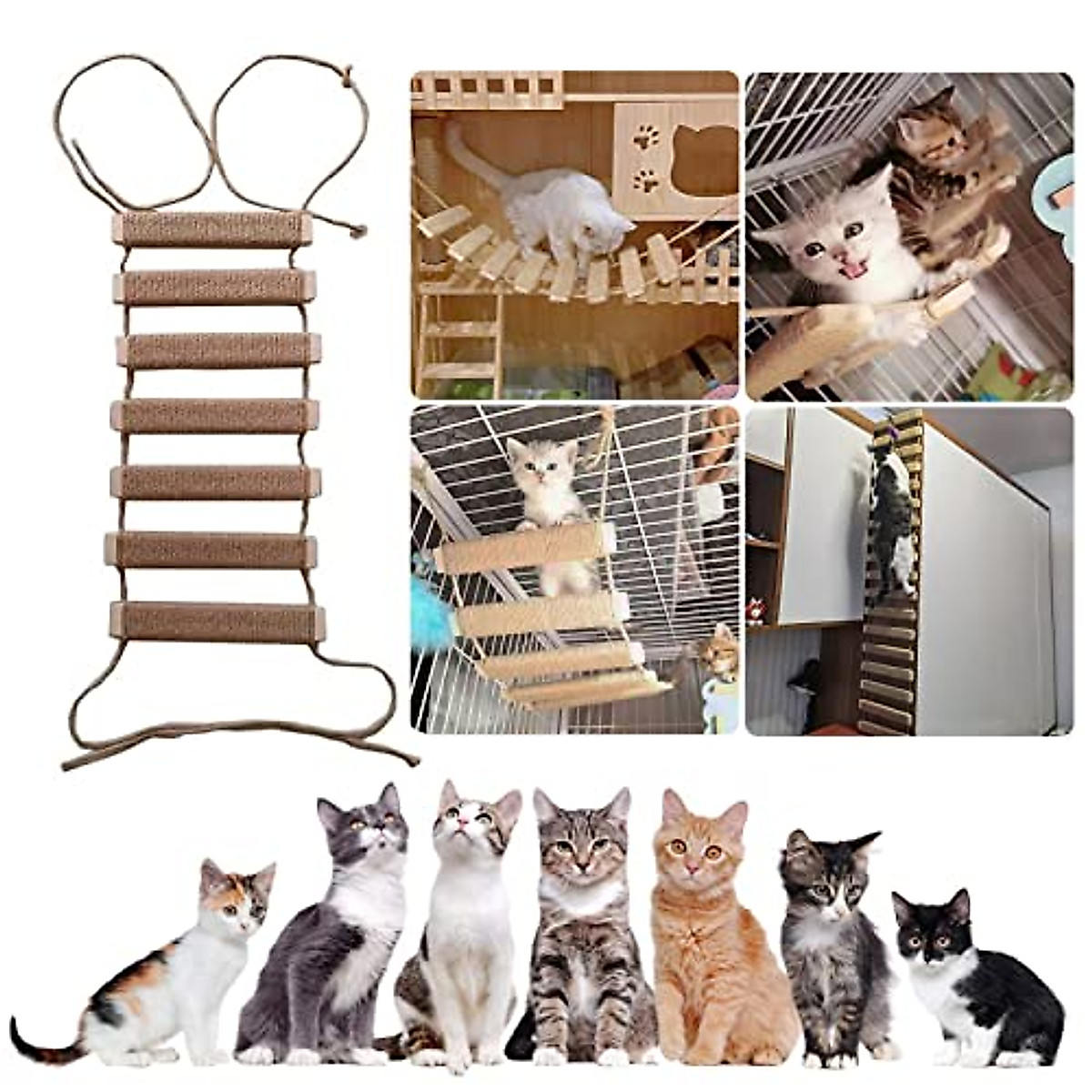 MGWYE Cat Rope Bridge Rope Ladder Cat Toy Cat Climbing Ladder Cat Climbing Frame Rope Ladder Cat Accessories
