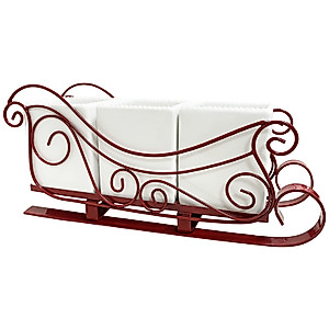Holiday Sleigh Three Section Cutlery Caddy Organizer by Godinger - Red