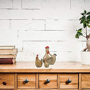 BESPORTBLE Ceramic Rooster Figurines Chicken Family Garden Statue Farm Animal Sculpture Porcelain Modern Animal Decoration for Home Office
