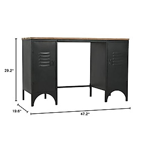 YUHI-HQYD Double Pedestal Desk,Secretary Desk,Studio Desk,Home Office Desks,with 2 Large Cabinets,Easy to Assemble,for Office or Home Study,Solid Firwood and Steel 47.2"x19.6"x29.9"
