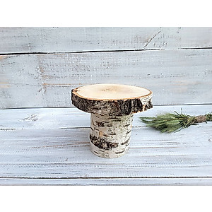 6.5'' Birch wood cake stand Wooden cupcake stand Rustic wedding decorations Wood centerpieces Rustic baby shower decoration cupcake holder
