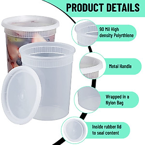 Glownary Pactiv/Newspring YSD2532 Delitainers [240] 32 oz Deli Containers With Airtight Lids, Food Storage/Soup Containers
