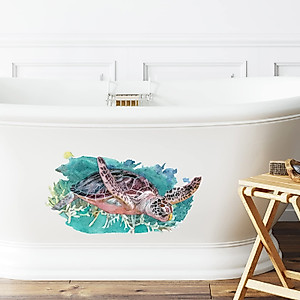RoyoLam Sea Turtle Wall Decal Nursery Sea Animal Wall Sticker for Bathroom Removable Peel and Stick Waterproof Wall Art Decor Stickers for Kids Baby Classroom Living Room Playing Room Bedroom