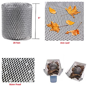 Aluminum Gutter Guard Mesh 5 Inch x 20 Feet with Anti-Scratch Gloves, Roof Gutter Filters Durable Leaf Guards for Gutters Strainer Stop Leaf Blockage Drain Pipe Net Cover (Silver, one Rolls)