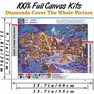 Christmas Night Diamond Art Painting Kits,Christmas Tree Diamond Art Kit for Adults,Winter Moon 5D Paint with Diamond Full Drill for Parents-Children Interrction,Wall Decor (Christmas 12x16 inch)