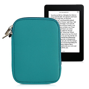 kwmobile Neoprene e-Reader Pouch Size 6" eReader - Universal eBook Sleeve Case with Zipper - Petrol
