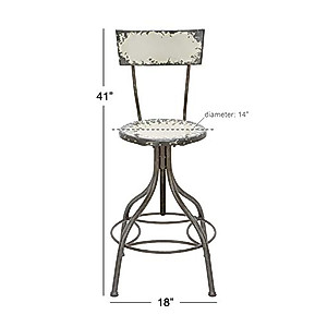 Deco 79 Metal Bar Stool with Backrest, 18" x 18" x 41", Beige