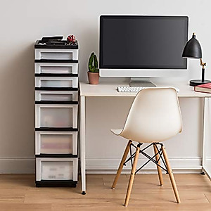 IRIS USA Craft Plastic Organizers and Storage,7 Drawers, Black/Pearl & IRIS USA Craft Organizers and Storage, Rolling Storage Cart for Classroom Supplies, 7 Drawers, Black