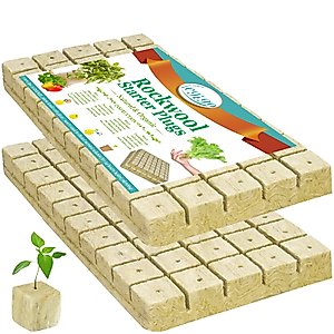 Legigo 1 Inch Rockwool Cubes Seed Starter Grow Cubes for Hydroponics, Rock Wool Planting Cubes Clone Cubes Soilless Cultivation Hydroponics Pods for Garden Plants Germination (2 Sheet, 100 Plugs)