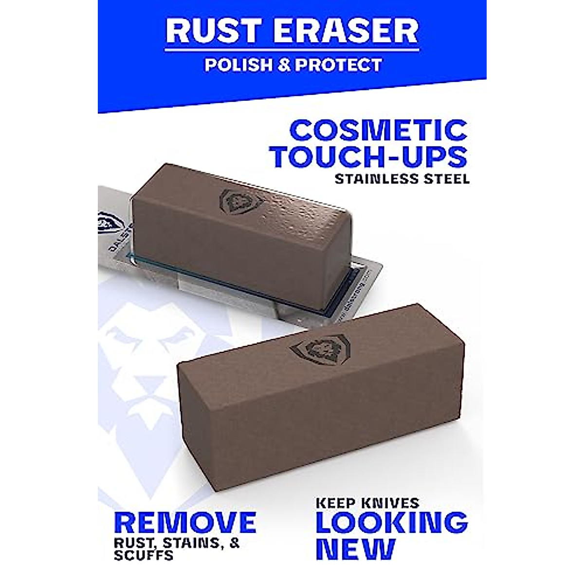 Dalstrong Premium Rust Eraser - Knife Maintenance and Care - For Knives, Scissors, Steel Pots and Pans, Whetstones, and more - Calcium Carbonate