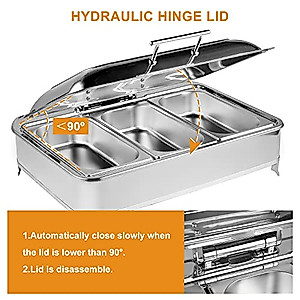 Electric Chafing Dish Buffet Set 3 Pan 9.5 Quart Food Warmer Buffet Servers and Warmers with Covers Warmer for Parties Buffets Adjustable Temperature Stainless Steel Warming Tray Bain Marie Warmer Set
