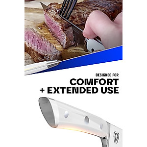 Dalstrong Steak Knife Set - 4-5" Straight Blade Edge - Gladiator Series - Forged German High-Carbon Steel - w/Sheaths - Glacial White ABS Handle - Dinner Set Kitchen Knives