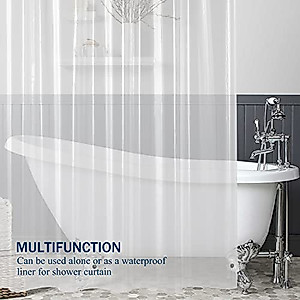 downluxe Waterproof Clear Shower Curtain Liner - PEVA Lightweight Plastic Shower Liner with 3 Magnets, Shower Curtains for Bathroom, 72" x 72", Clear