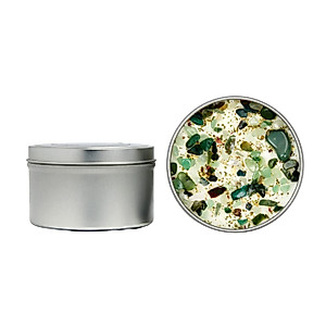 Heart Chakra Candle by New Moon Beginnings - Chakra Candles - Dried Flower, Herb, & Crystal Candles - Aromatherapy Candles - Soy Candle - 8oz Tin