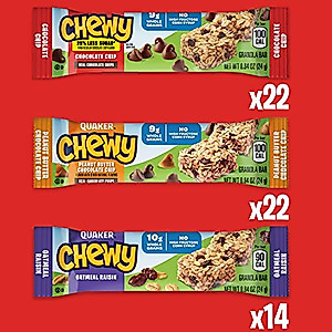 Quaker Chewy Granola Bars, 3 Flavor Variety Pack,58 Count (Pack of 1)