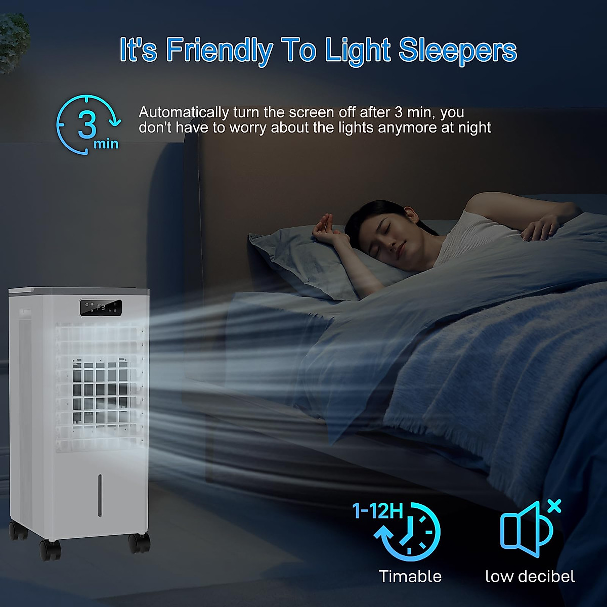 Portable Air Conditioners, Fast Cooling Evaporative Air Cooler, Portable AC for Room w/Lock, 4 Mode/3 Speed/Timer, 1.5 Gal Swamp Cooler with Remote, Windowless Air Conditioner for Bedroom Garage