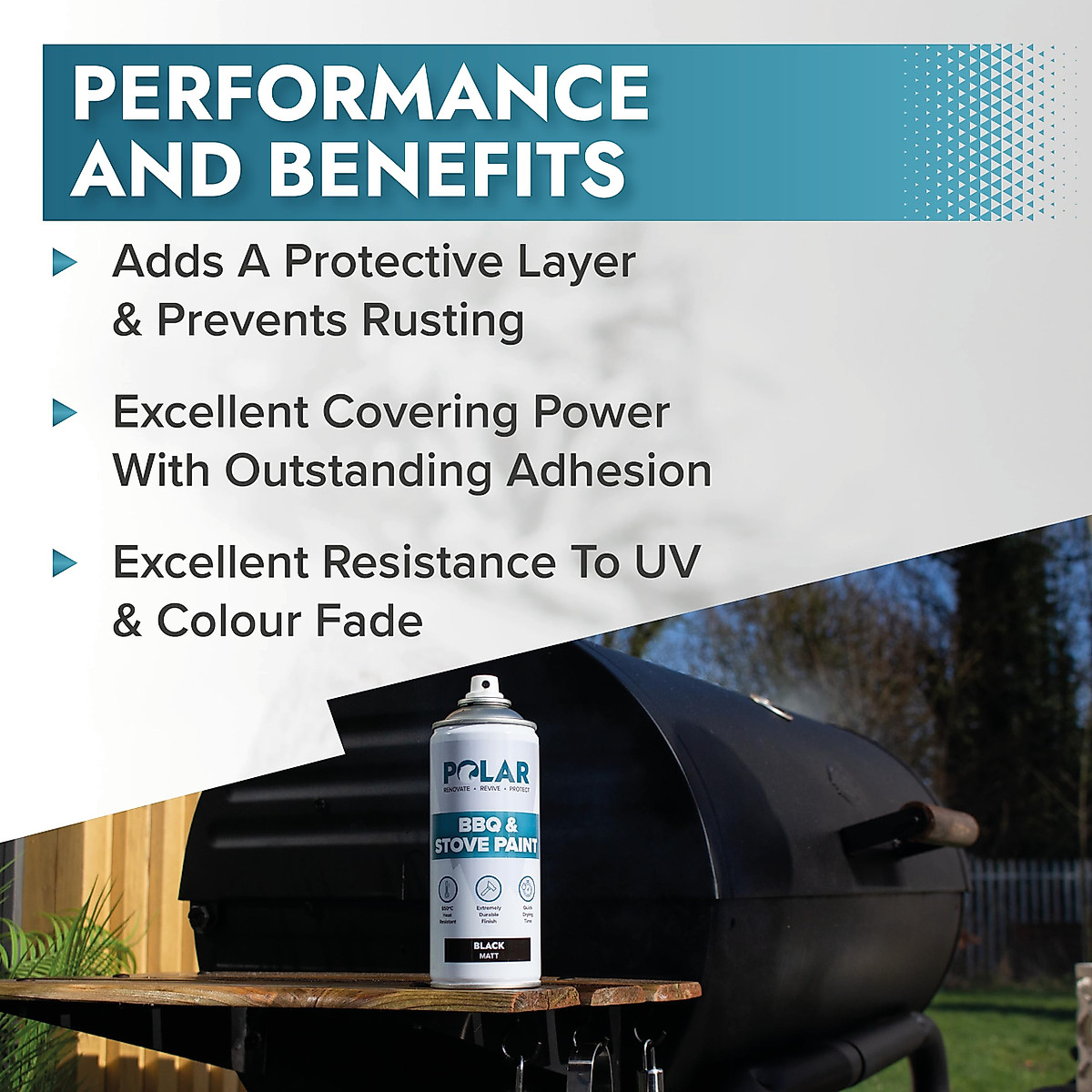 Polar BBQ & Stove Spray Paint - Matt Black - 2 x 13.5 Fl Oz - Heat Resistant Barbeque Paint - Up to 650°C - Garden BBQ, Stoves, Firepits, Fireplaces & Metal Surfaces - Indoor & Outdoor