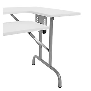 Sew Ready Folding Multipurpose Sewing Table - 47.5" W x 28" D Foldable White Hobby and Sewing Machine Table with Adjustable Shelf - Can Also Be Used as Computer Desk