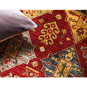 Unique Loom Sahand Collection Border Floral Geometric Area Rug (2' 7" x 6' 7" Runner, Red)