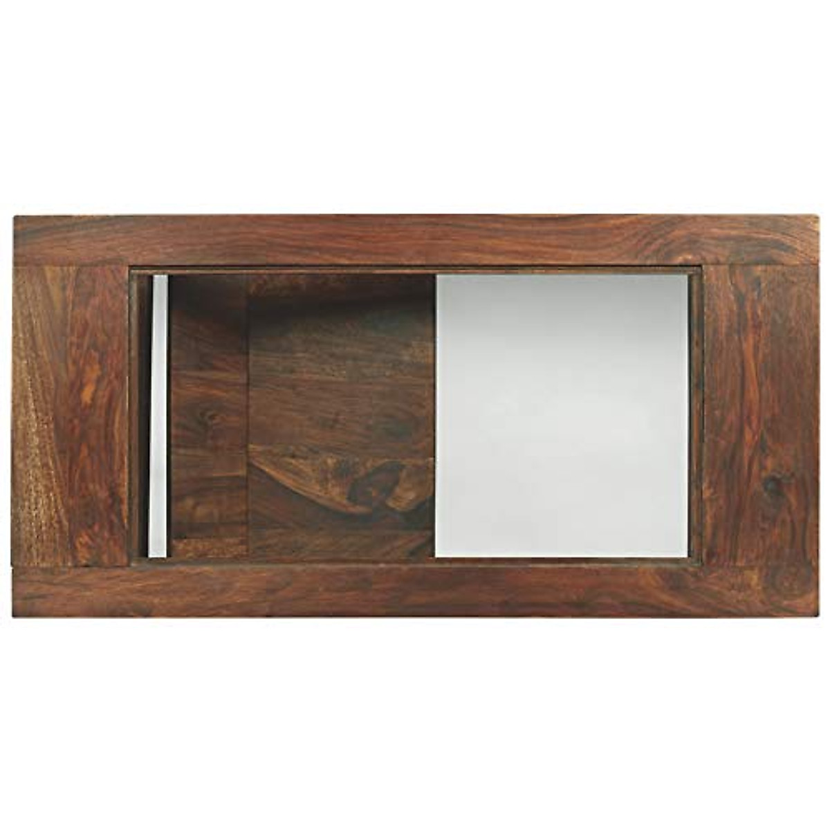 Signature Design by Ashley Charzine Contemporary Rectangular Coffee Table with Clear Tempered Glass Top, Brown